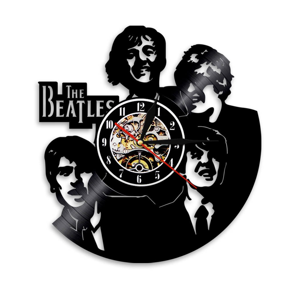The Beatles Silent movement Wall Clock 3D Vinyl Record Quartz Design ...