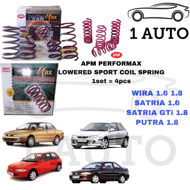 APM PERFORMAX LOWERED SPORT SPRING PROTON WIRA 1.6 SATRIA 1.6 SATRIA ...