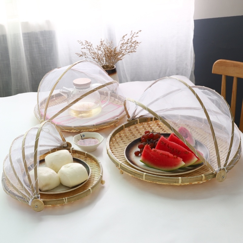 Bamboo Food Tent Handmade Flyproof Food Cover Picnic Basket Vegetable ...