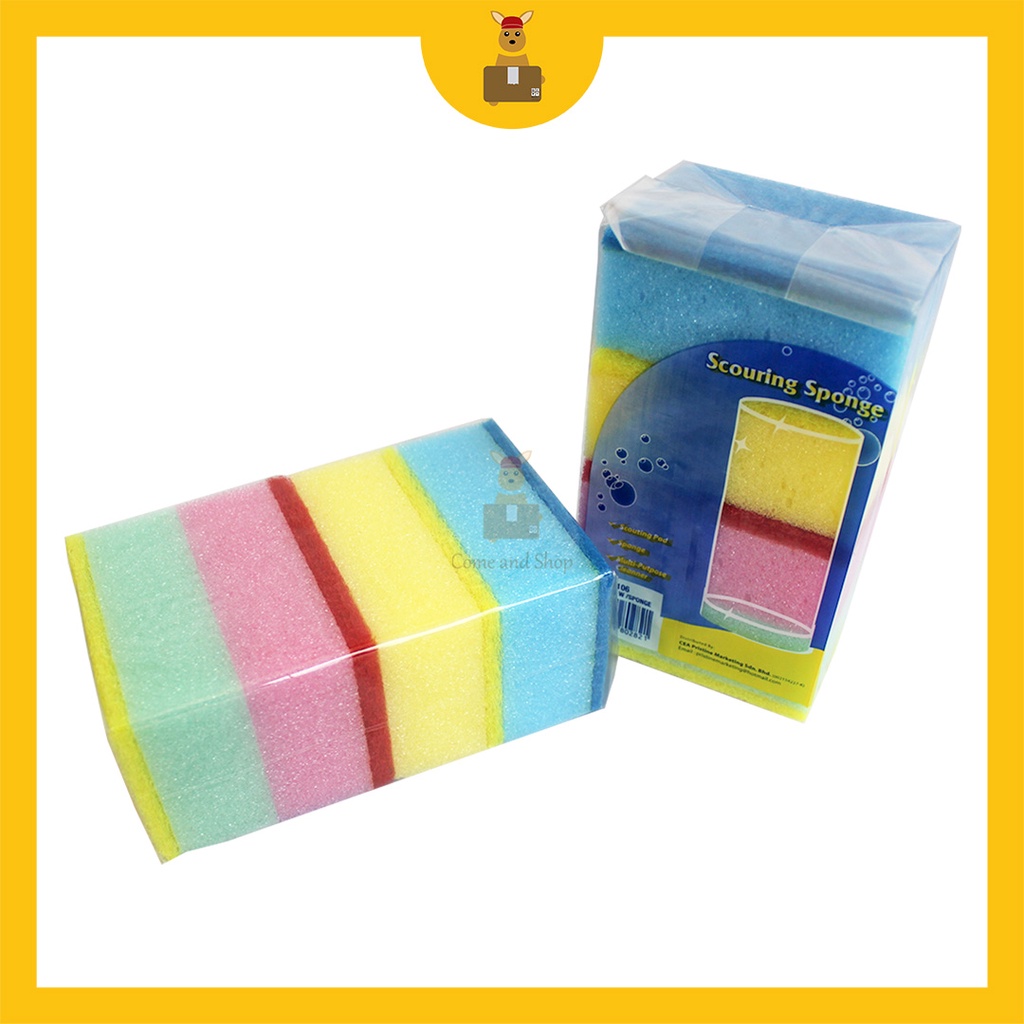 4PCS Color Scouring Sponge Dish Pot Wash Cleaning Span Basuh Cuci ...