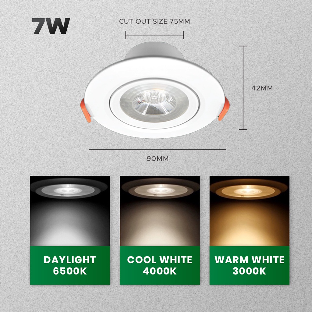 3W/7W LED EYEBALL LIGHT BLACK/WHITE 240V 3 COLOR LED RECESSED SPOTLIGHT ...