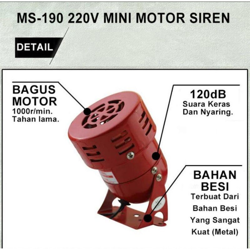 Mini MOTORCYCLE FIN ALARM MS-190 V AC. siren motor sound | Shopee Malaysia