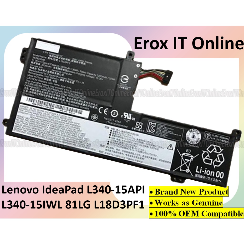 Lenovo IdeaPad L340 L340-15API L340-15IWL 81LG (DF13) L18D3PF1 L18L3PF1 ...