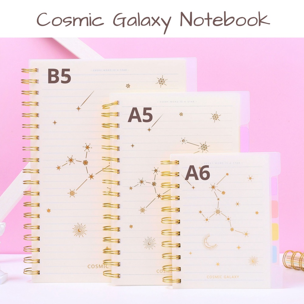 [Ready Stock]B5 A5 A6 Plastic Waterproof Cover Cosmic Galaxy Wire O ...