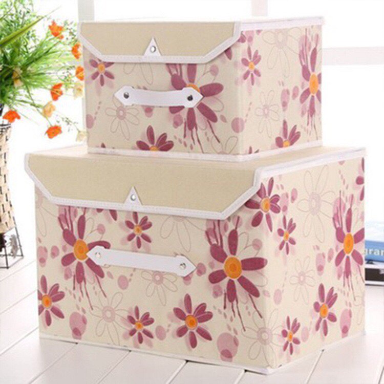 《Mega Deal》2 In 1 Korean Storage Box Foldable Linen Cloth Storage Box ...