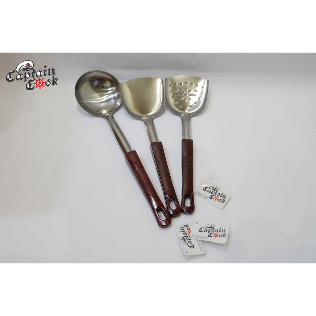 CAPTAIN COOK 3-IN-1 KITCHEN UTENSILS (Fry Turner, Scoop, Turner w/ Hole ...