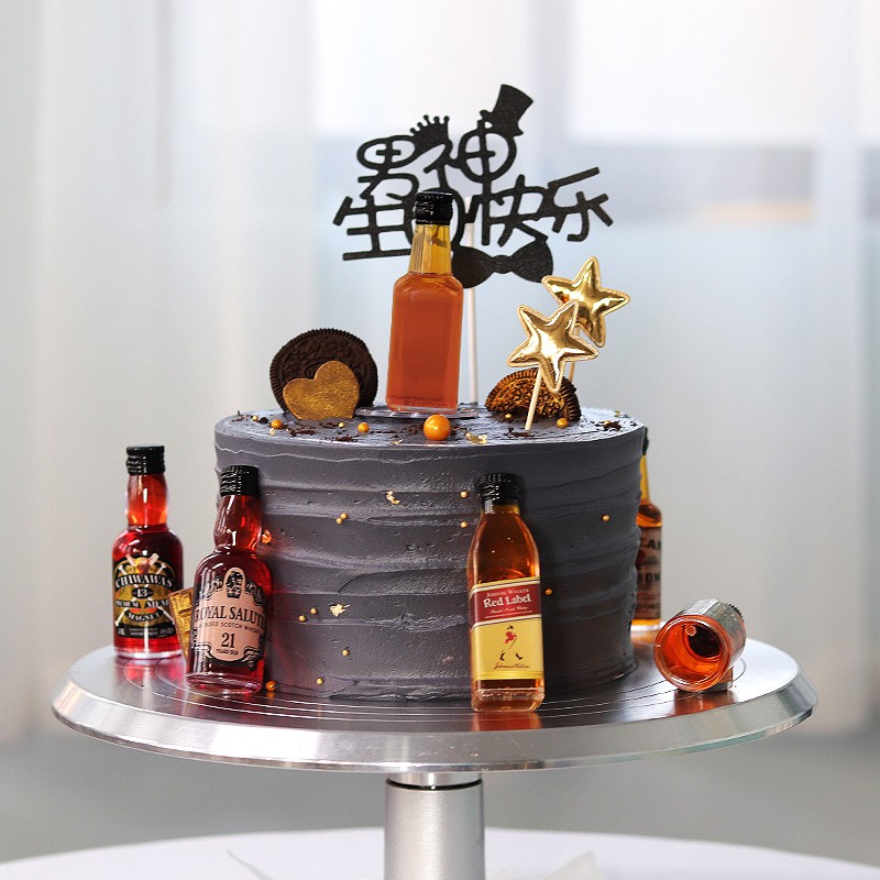 Yummy.zi Alcohol Liquor Beer Wine Bottle Birthday Cake Topper ...