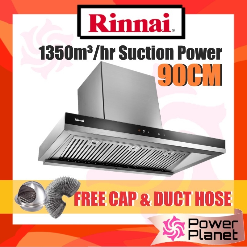 [FREE CAP & DUCT HOSE] Rinnai 90cm Chimney Hood RH-C819-GB LED Touch ...