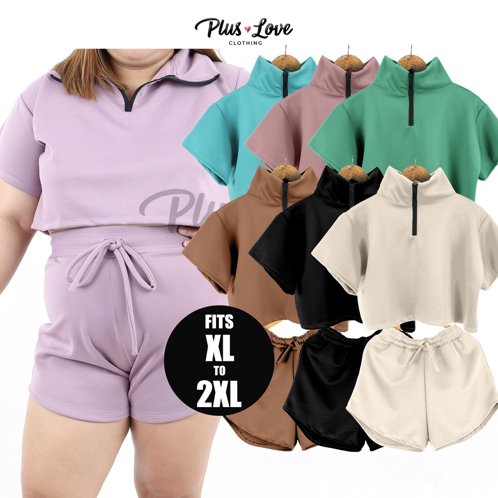 Bobbie Plus Size Coordinate Set Collar Polo And Shorts Shopee Malaysia