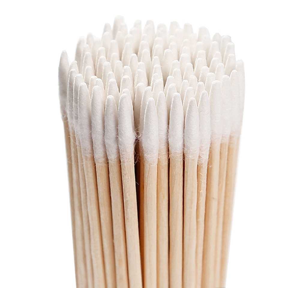 100Pcs/Bag Single Head Superfine Wooden Cotton Stick Earpick Swabs Bud ...