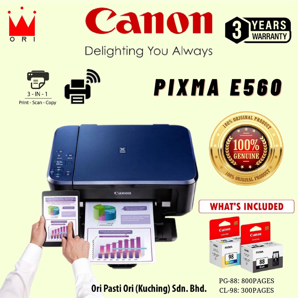 CANON PIXMA E560 Wireless All-In-One with Auto Duplex Printing for Low-Cost Printing | Shopee ...