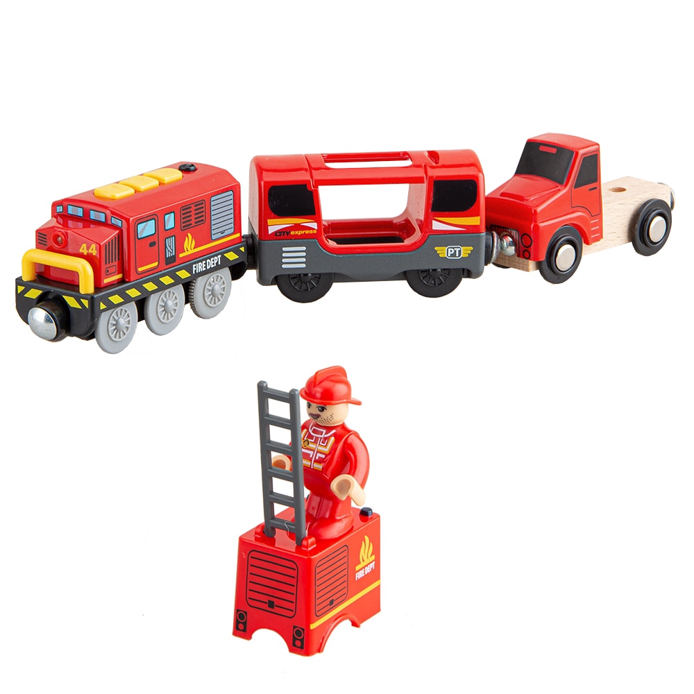 Firefighting Electric Train Toys Set Train Diecast Slot Toy Fit for ...
