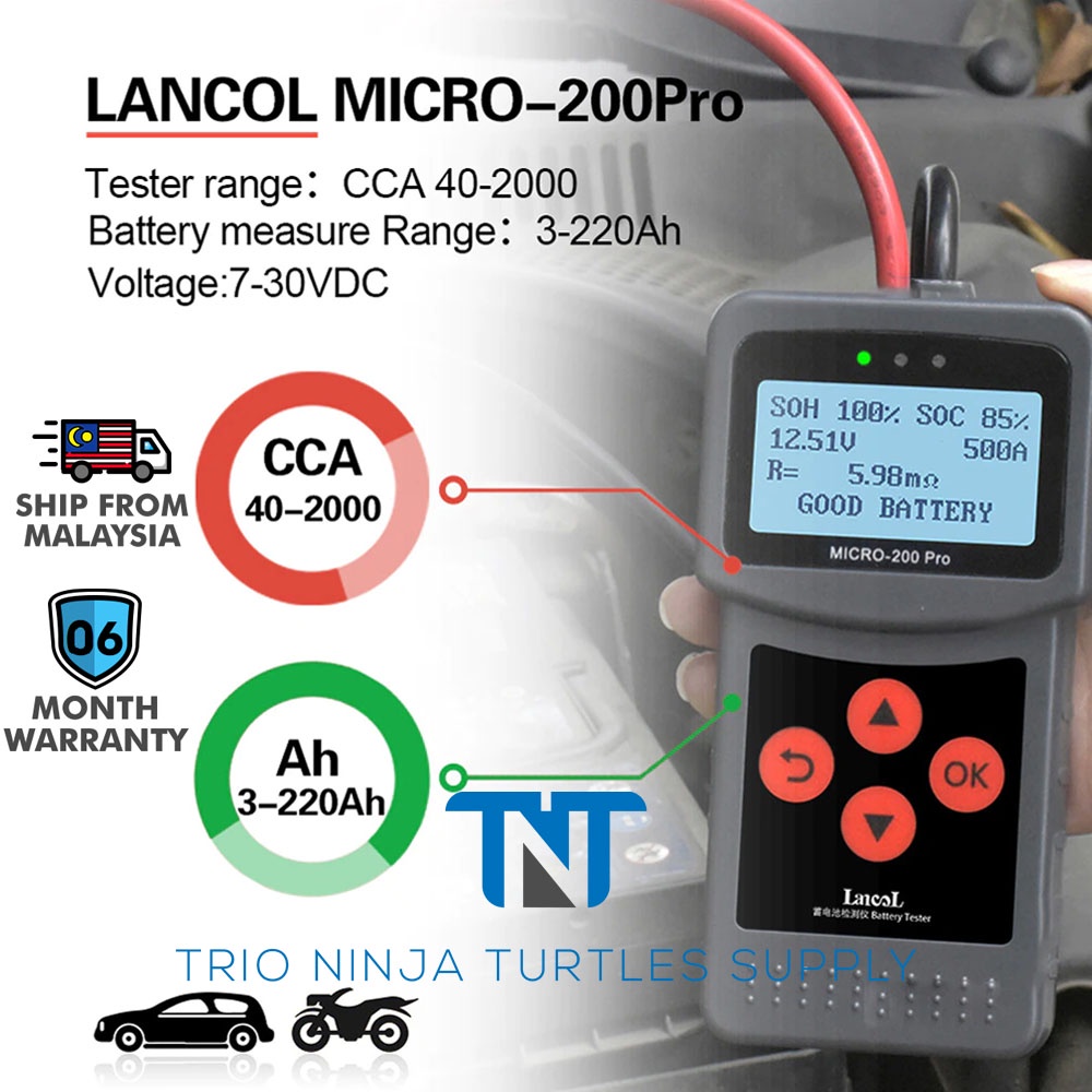 Original Lancol Mirco-200Pro12-V Car Motorcycle Battery Tester Digital ...