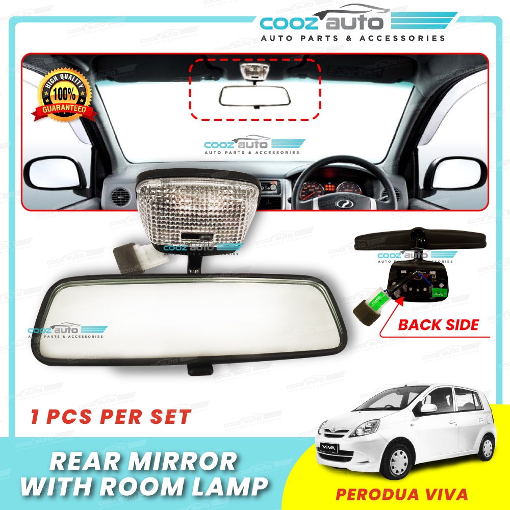 Perodua Viva Center Rear View Mirror With Interior Room Lamp Black ...