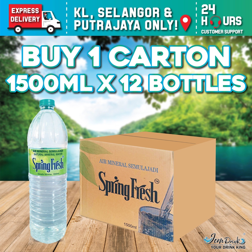 BUNDLE OF 1 CARTON : SPRING FRESH MINERAL WATER 1500ML x 12 BOTTLES ...