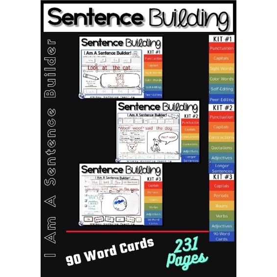 Sentence Building Bundle Kit 1-3 Preschool Kindergarten 1st Grade 🌻[026 ...