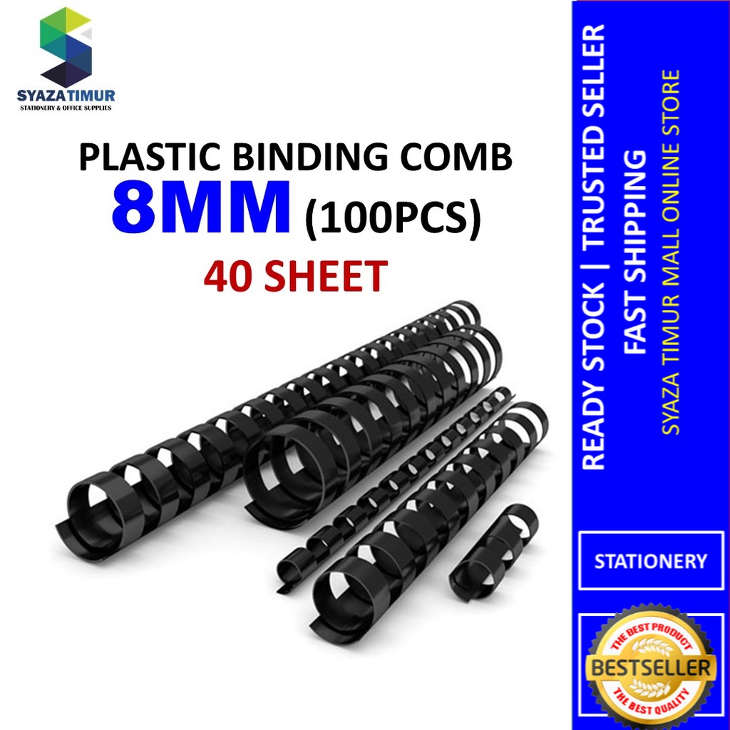 Plastic Binding Comb Black A4 8MM (box/100 pcs) | Shopee Malaysia