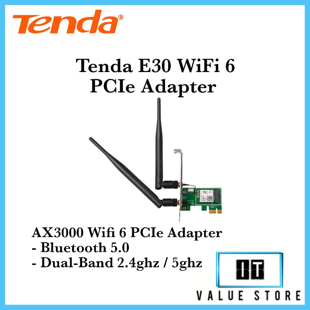 Tenda E30 AX3000 Wi-Fi 6 Bluetooth 5.0 PCIe Adapter (Gaming/E-sport ...