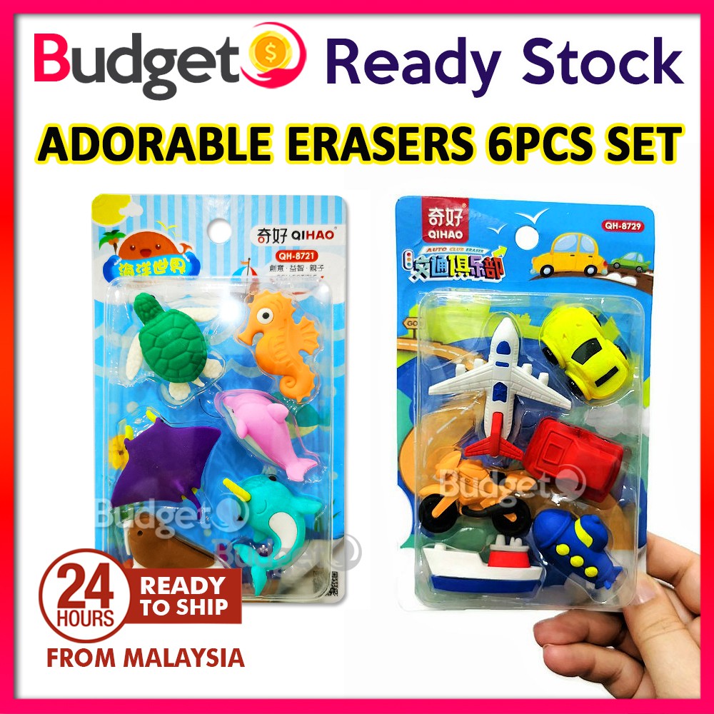 Ready Stock*6pcs Sea Animals Erasers Water World Vehicles Rubber ...