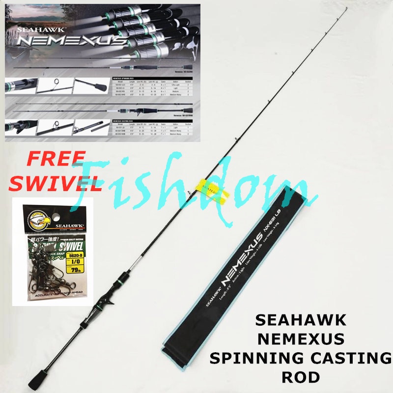 FISHDOM FREE GIFT SEAHAWK NEMEXUS SPINNING CASTING FISHING ROD | Shopee ...