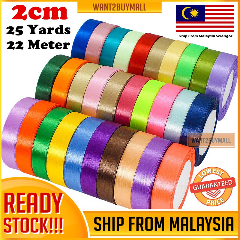 🇲🇾 2CM (22M) DIY Bow Craft Satin Ribbon Flower Wrapping Webbing ...