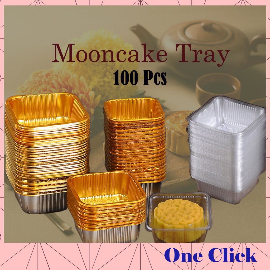 OneClick 100pcs Mooncake Tray 【Gold/ Transparent】 Food Grade /Cookie ...