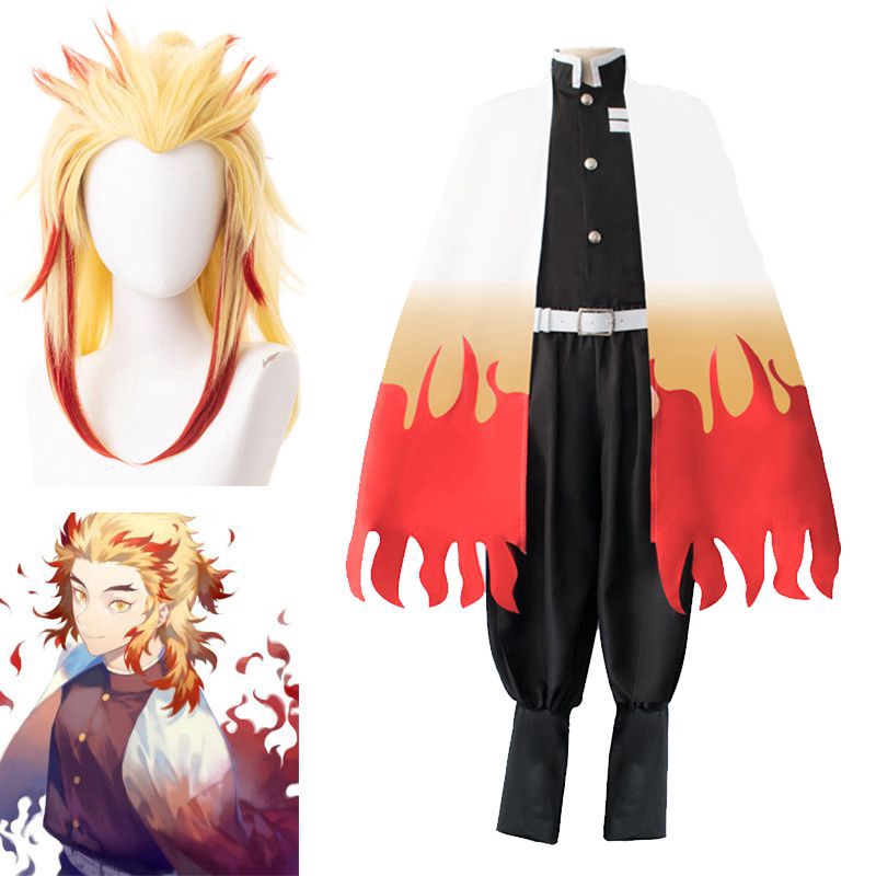 Demon Slayer:Kimetsu No Yaiba Rengoku Kyoujurou Cosplay Costume Kimono ...