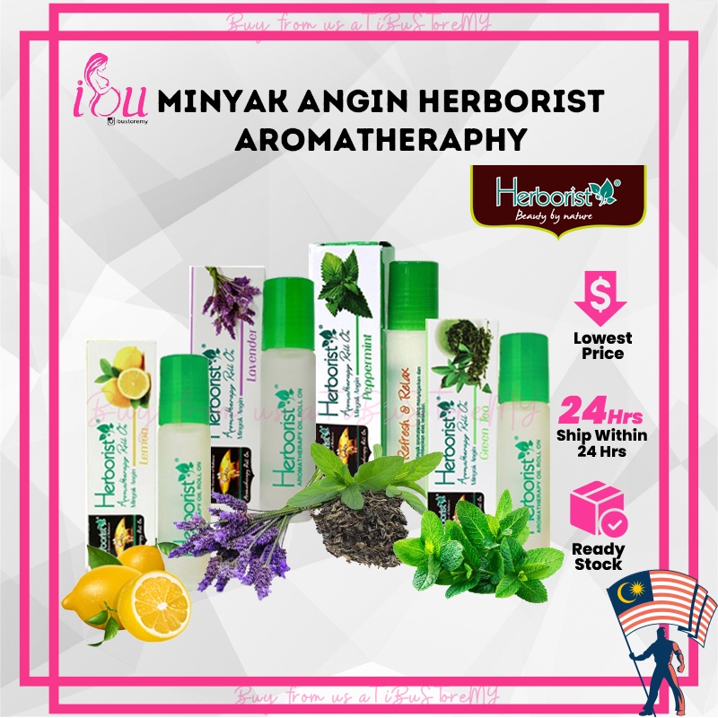 Herborist Aromatherapy Oil Roll On Minyak Angin Greentea Lemon Lavender ...