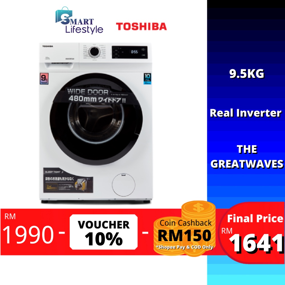 Toshiba Front Load Inverter Washing Machine (9.5kg) TW-BK105S2M BD-90XAV/ BD-90YAV (NEW ...