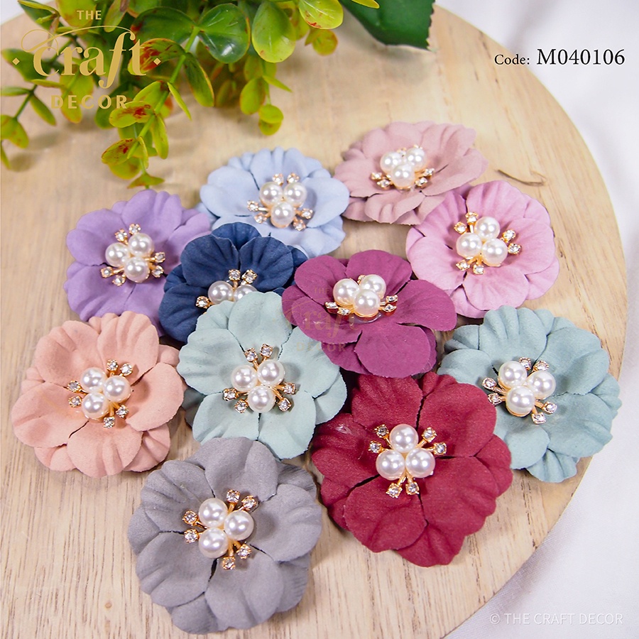 The Craft Decor 3D Flower Petal With Pearl Diamond/Inti*1pc | Bunga ...