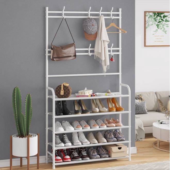 Multifunctional Integrated Shoe Coat Hat Rack 3/4 Tier Shoe Rack ...