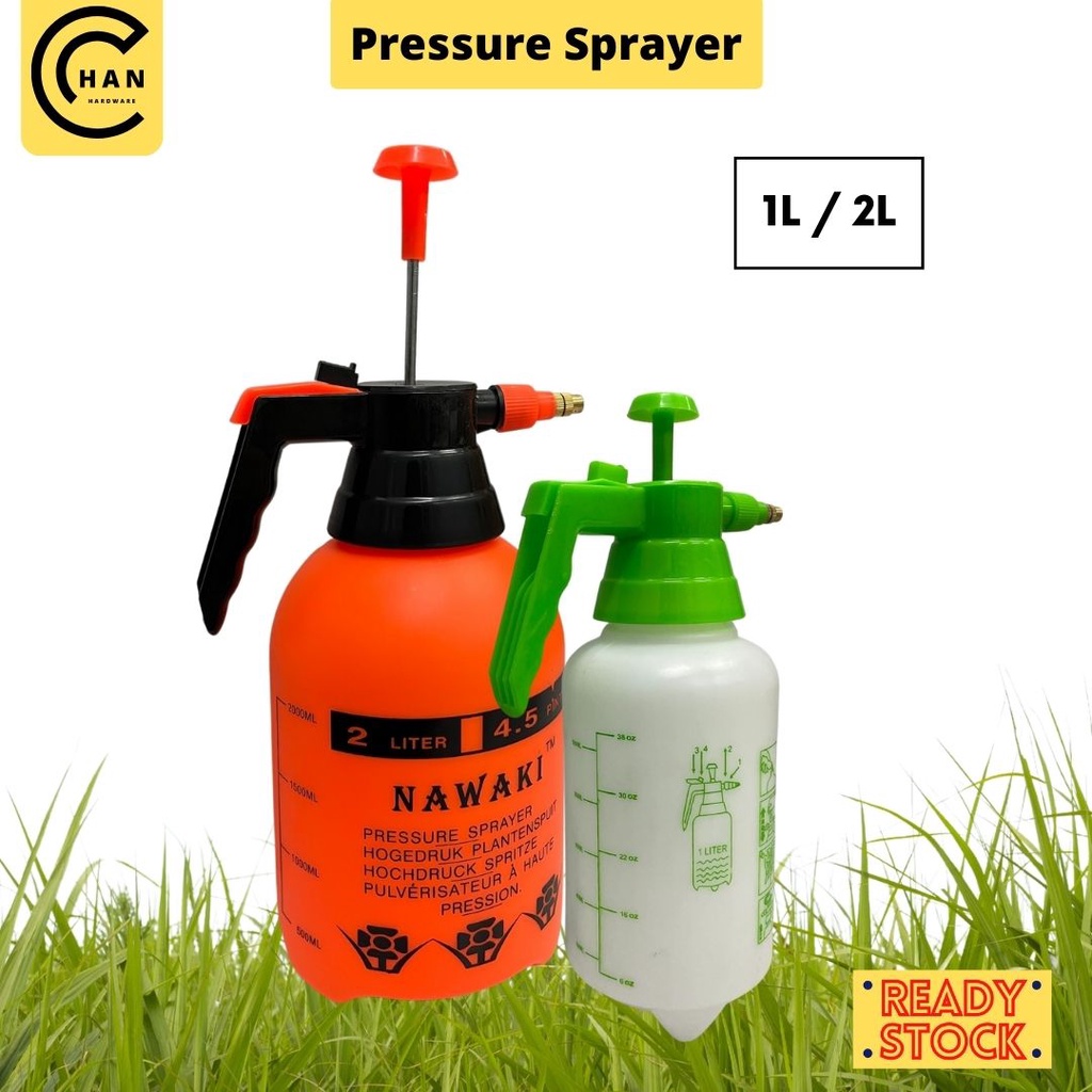 [1L / 2L] PVC Water Chemical Pressure Sprayer Hand Pump Multipurpose ...