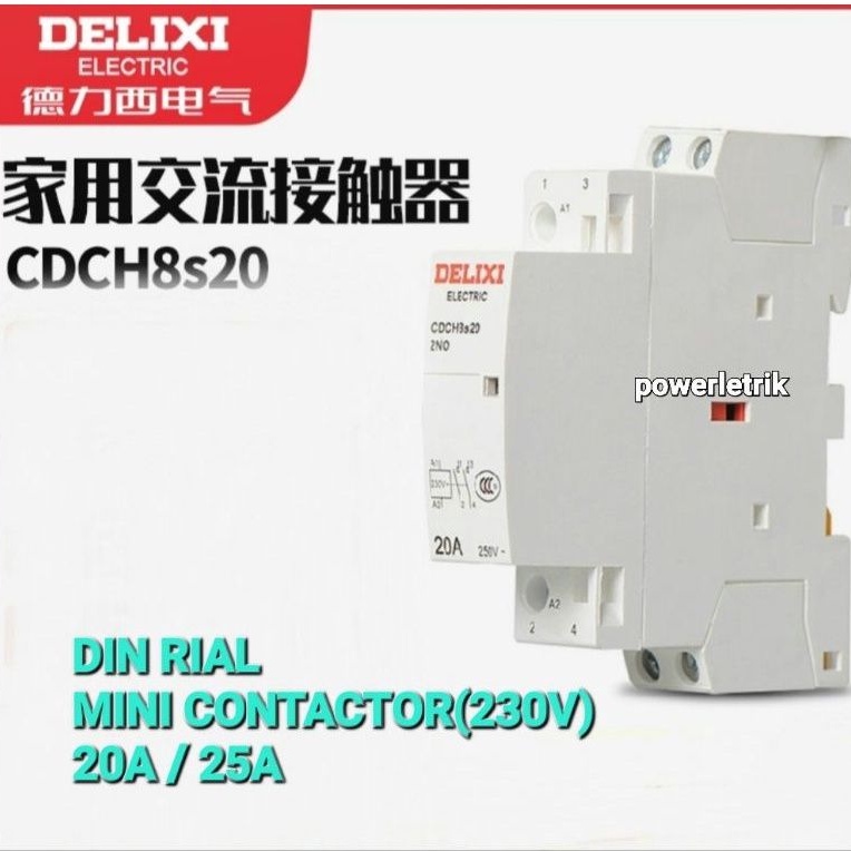 DELIXI CDCH8s20 (20A) & CDCH8s25 (25A) MINI CONTACTOR (2NO) AC 230V DIN RIAL TYPE | Shopee Malaysia