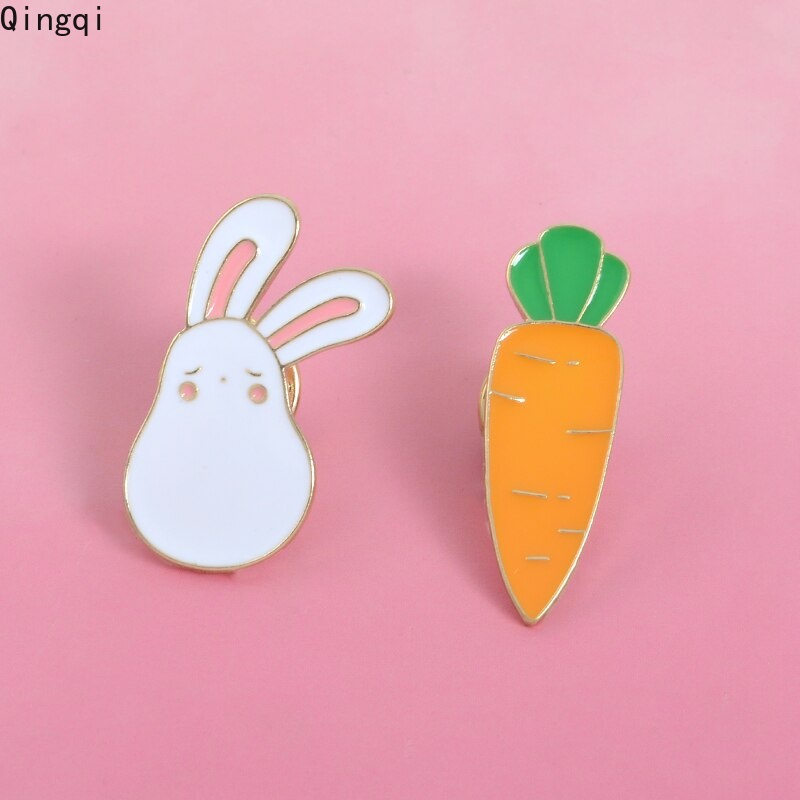 Bunny Carrot Enamel Pin Cute Creative Rabbit Badge Brooch Lapel Pins ...