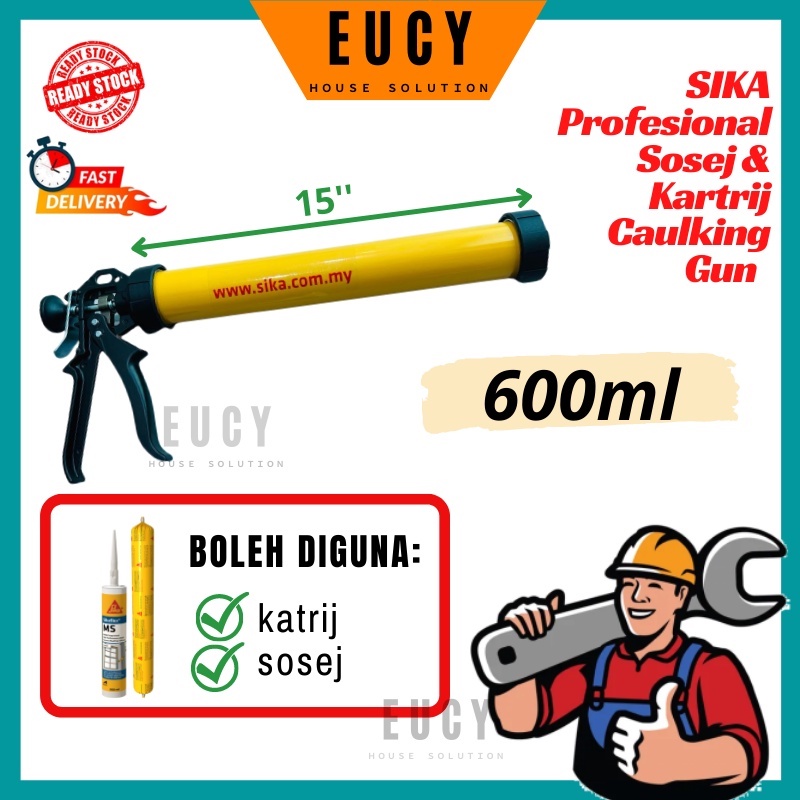 SIKA PREMIUM Quality 15'' (600ml) Sika Seal 650 Sealant Gun/Metal ...
