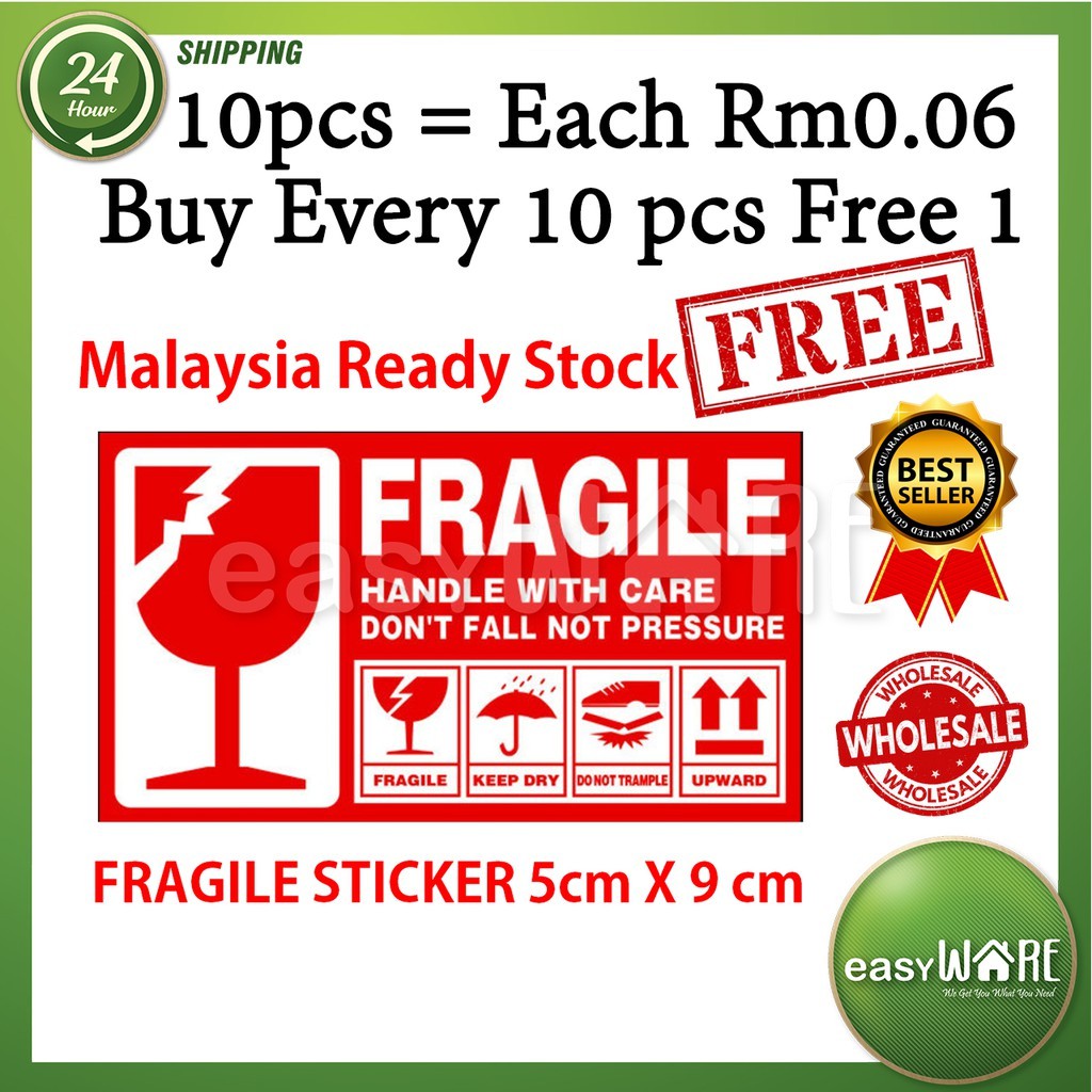 Fragile Sticker 9x5cm Stiker Mudah Pecah Fragile Sticker Label Small ...