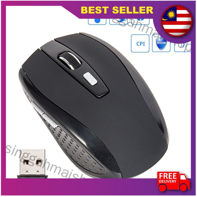 singgahmaishop 2.4GHZ Portable Wireless Mouse Cordless Optical Scroll ...
