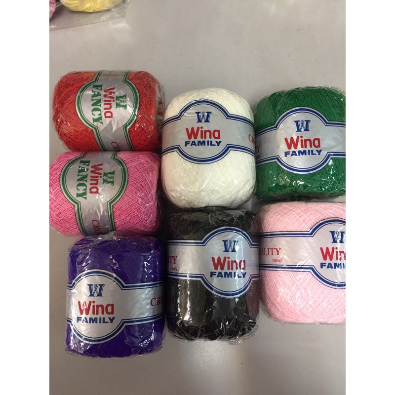 Benang Wina family 100g ada pink,red,green,soft pink dan purple ...