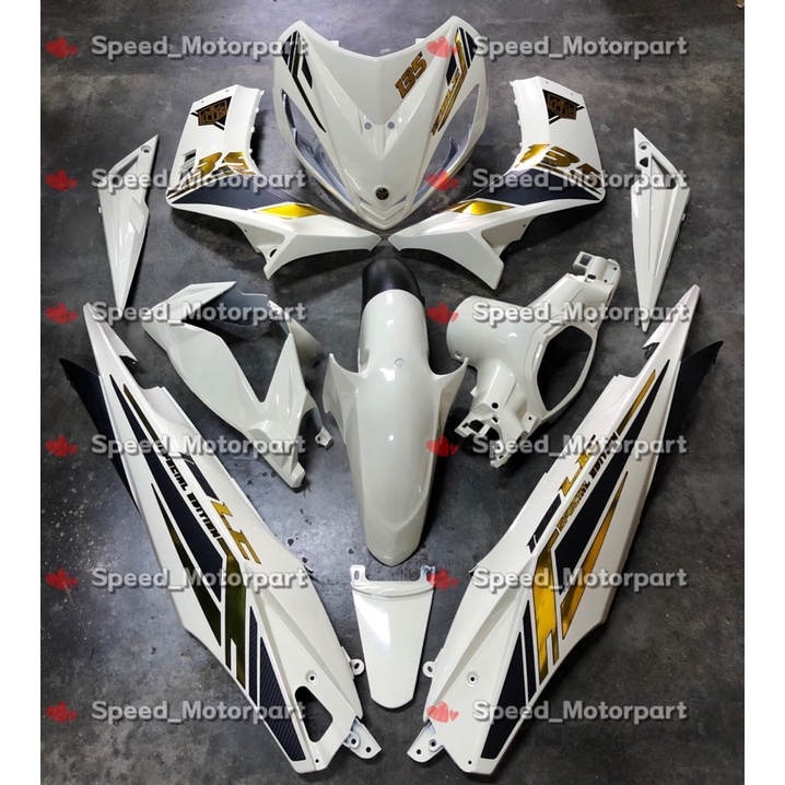 YAMAHA LC135 cover set Lc v1 -v7cream white custom black gold3D OVERLAP ...