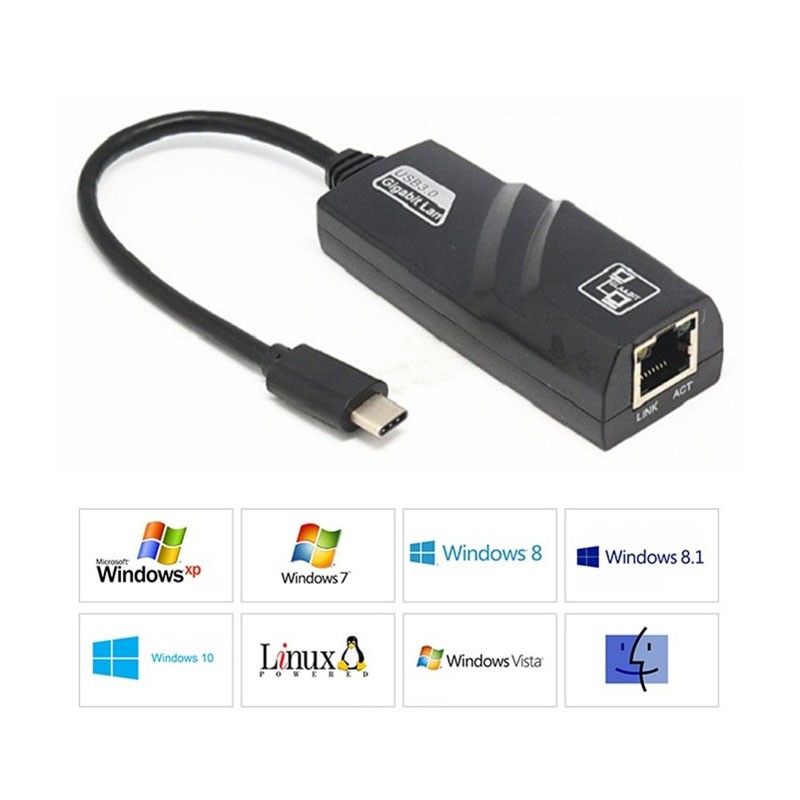 🇲🇾 [READY STOCK] Type C USB-C To RJ45 Lan Network Gigabit Ethernet ...