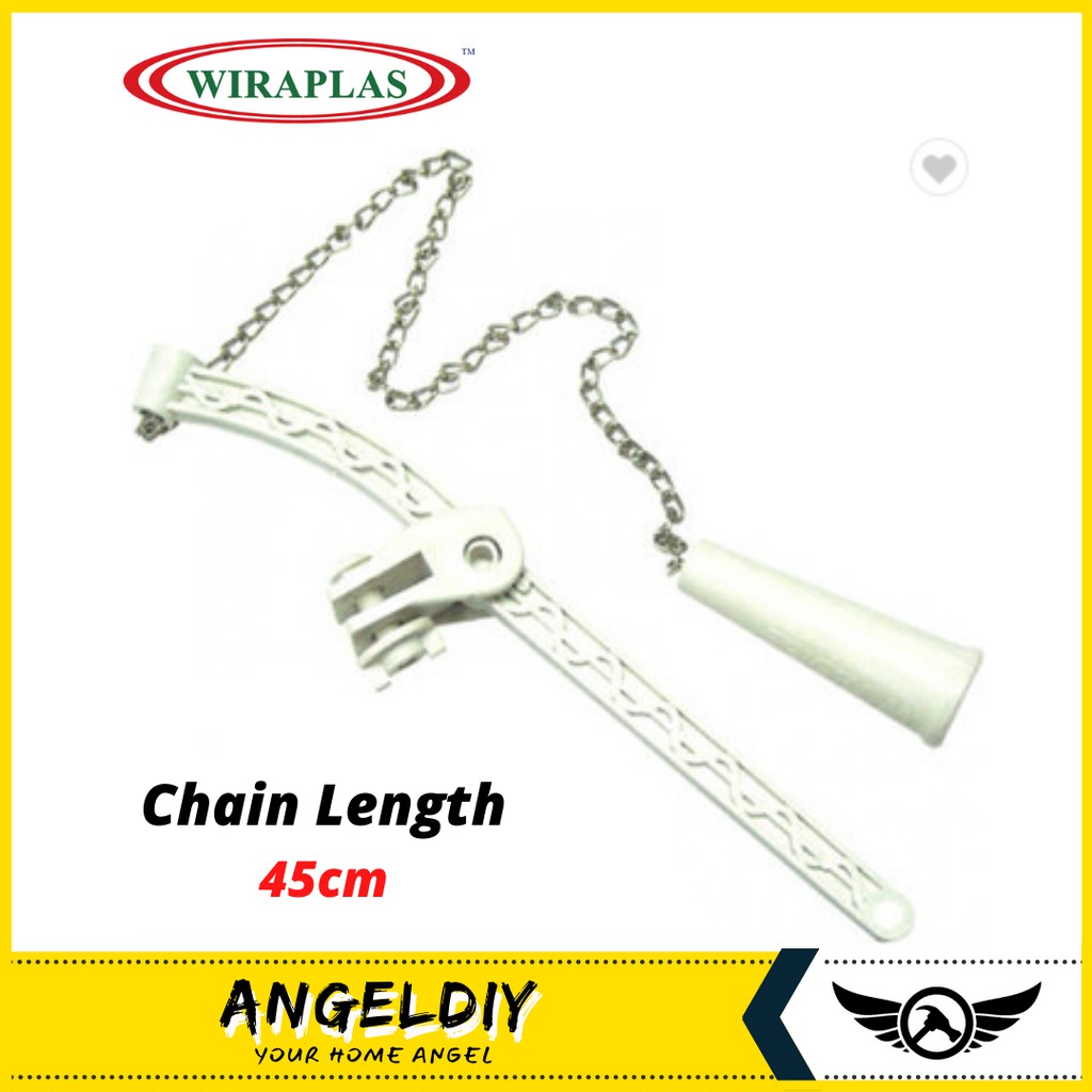 WIRAPLAS High Level Cistern Toilet Flush Handle with Chain Rope (45CM ...