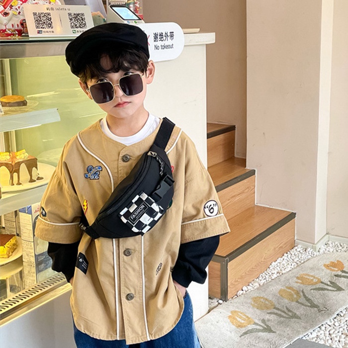 BBD Children Plaid Waist Bag/Kids Boy Girl Hip Hop Crossbody Chest Bag ...