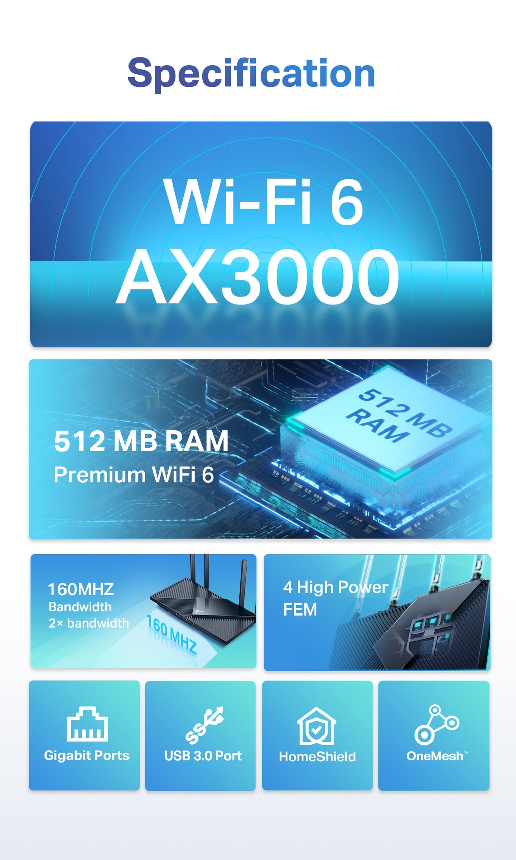 TP-Link AX3000 Dual Band Gigabit High Power Wireless AX Wifi 6 Mesh ...