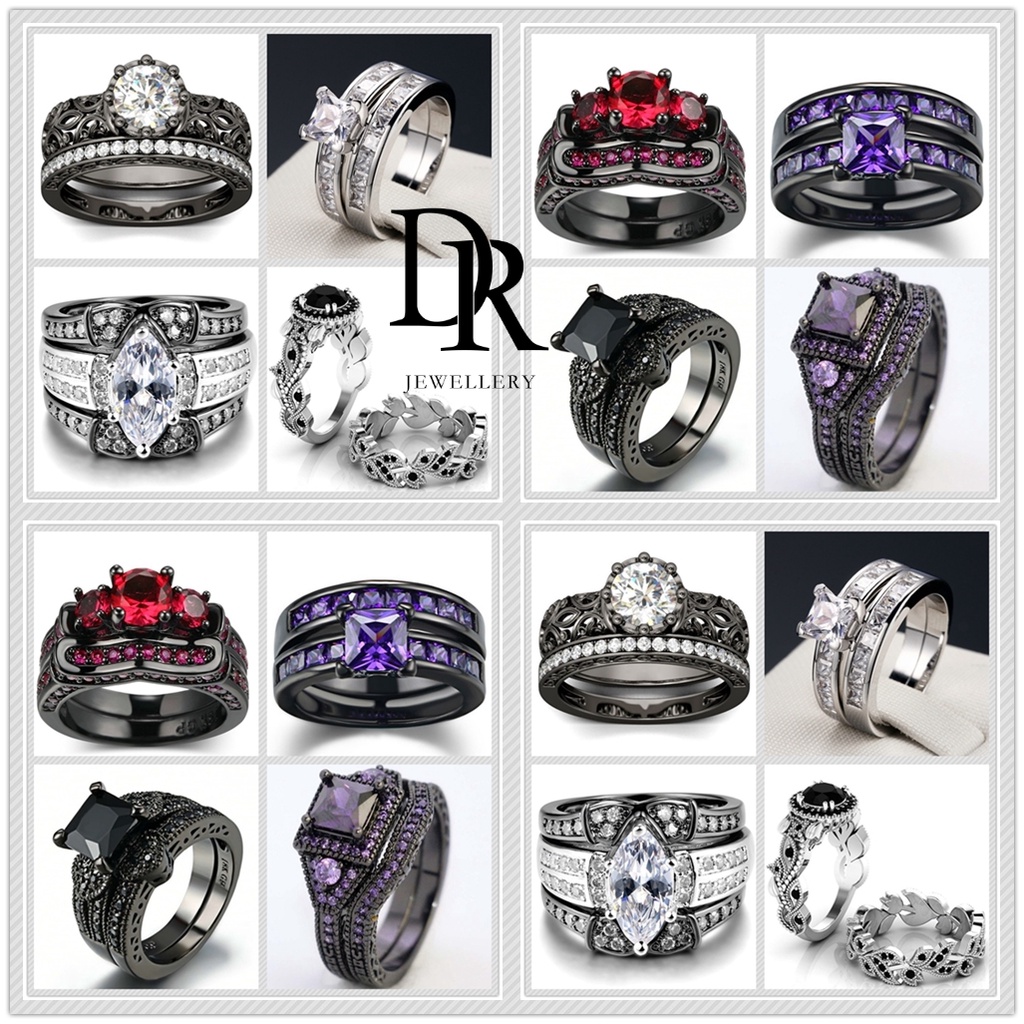 DR Jewelry Cincin Batu Silver Fashion Stainless Gifts Cincin Hitam ...