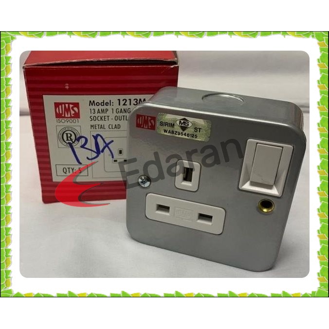UMS 13A 1 GANG OR 2 GANG METAL CLAD SWITCHED SOCKET OUTLET 1213M ...