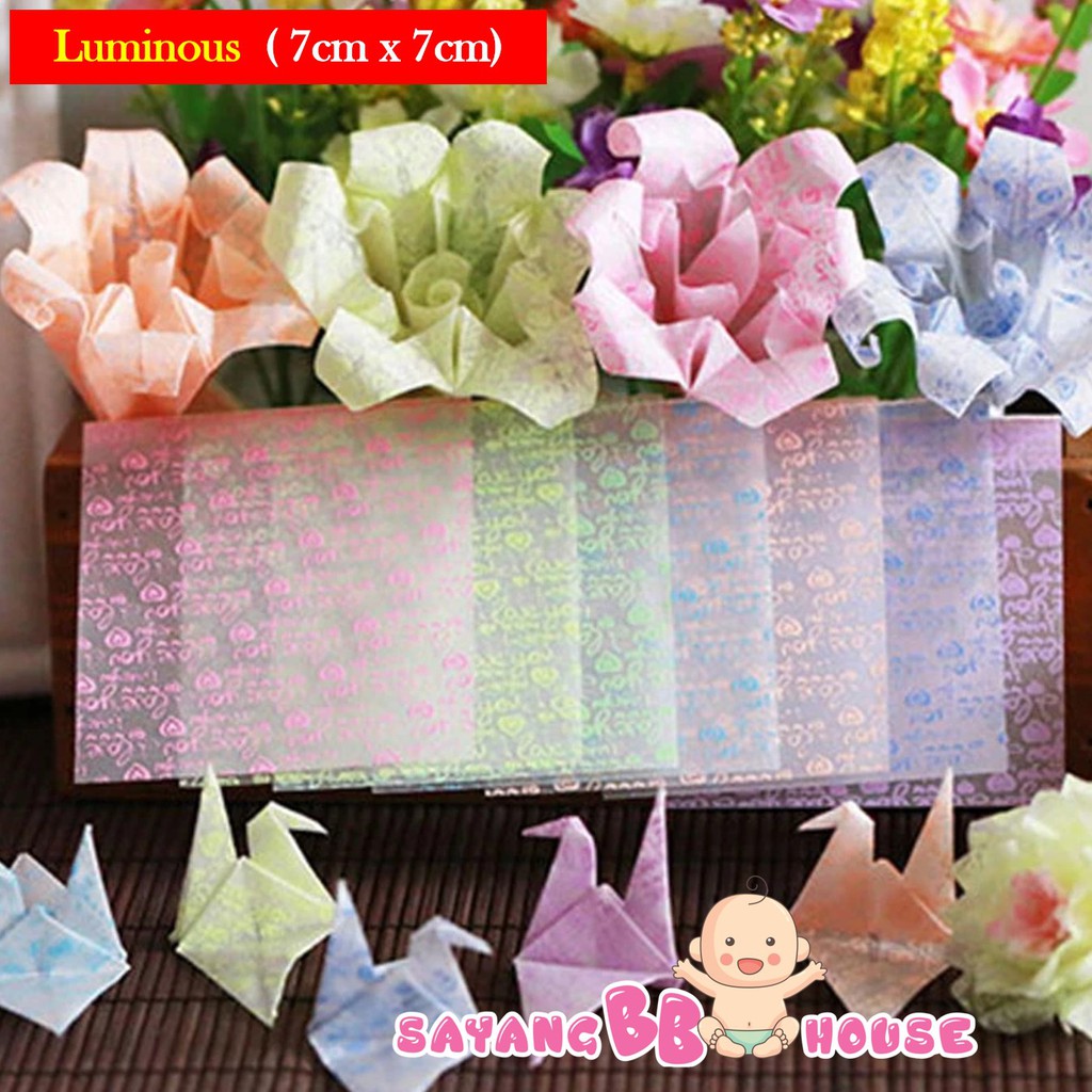 Art Craft 7cm x 7cm Luminous Origami Clover Handcraft Origami DIY Paper ...