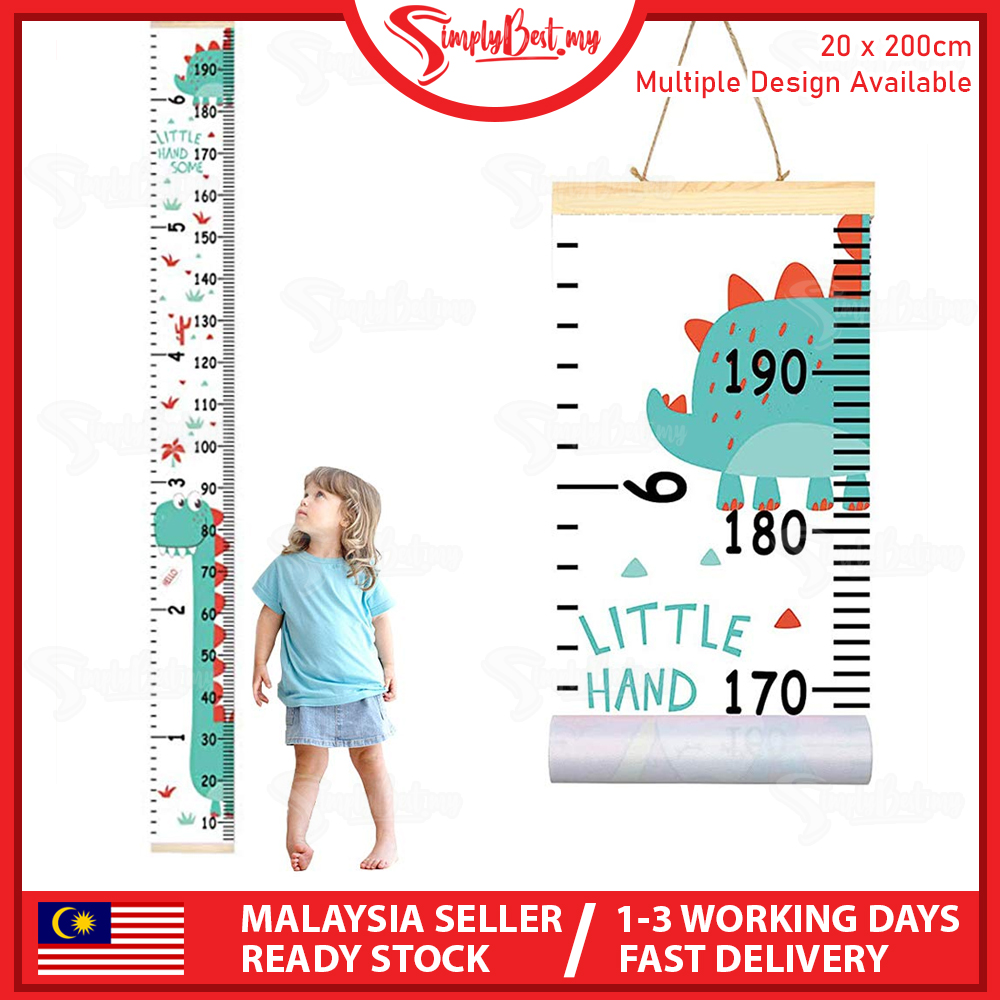 SIMPLYBEST Canvas Wall Growth Chart for Kids Wood Frame Height ...