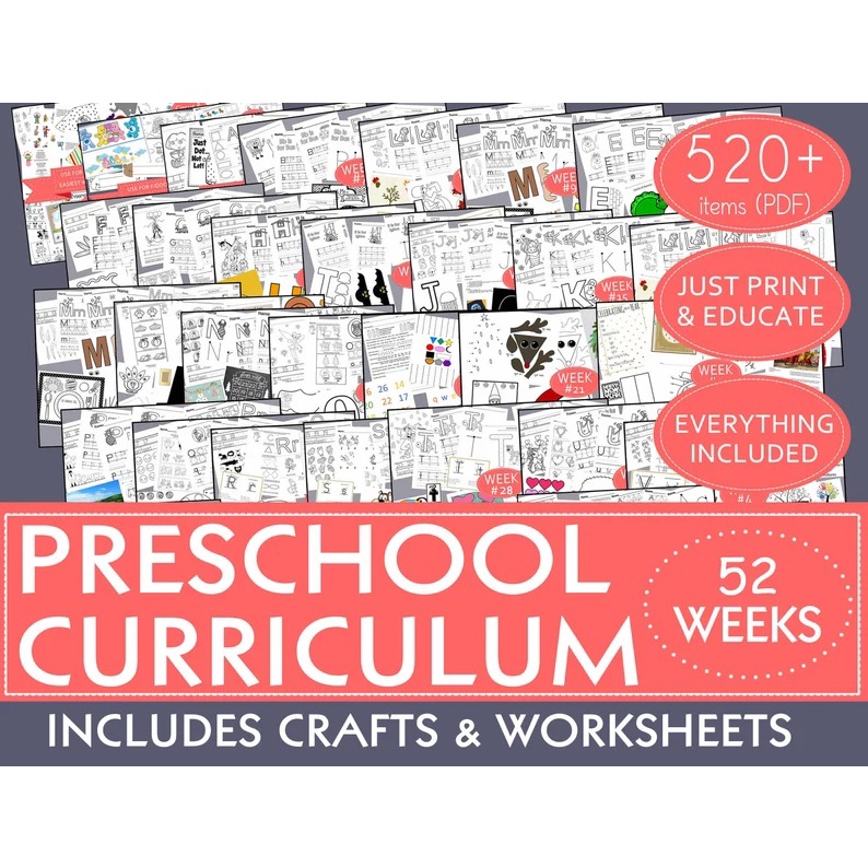 463 Preschool Curriculum Printable (PDF) Kindergarten Full Years 52 ...