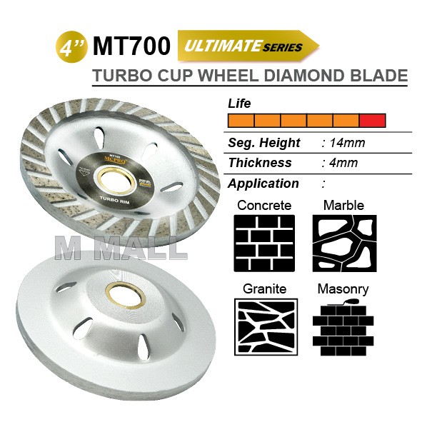 MCPRO Diamond Cup Wheel Angle Grinder Cut Wheel Blade 4"(102mm) Turbo Rim (MT700) | Shopee Malaysia