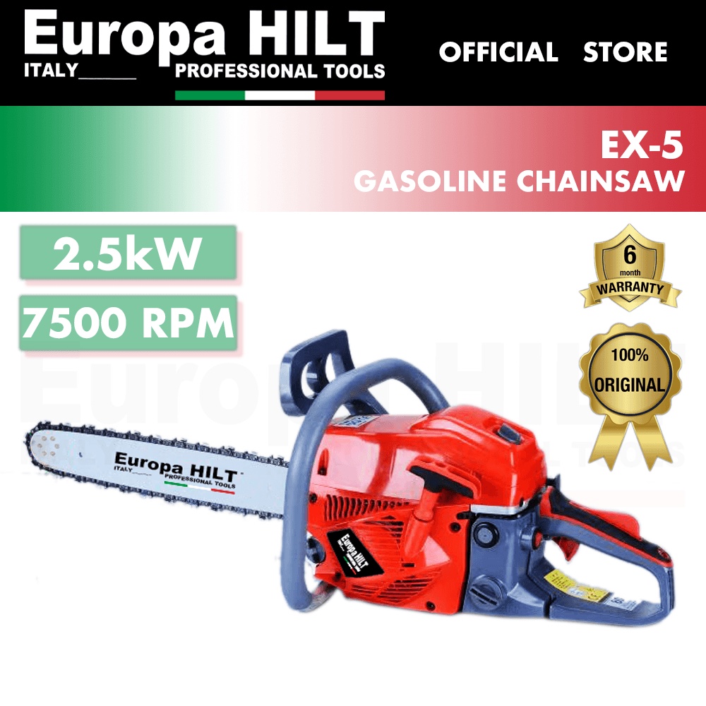 Europa HILT EX-5 Gasoline Chainsaw 2.4KW / 55CC (Heavy Duty) | Shopee ...